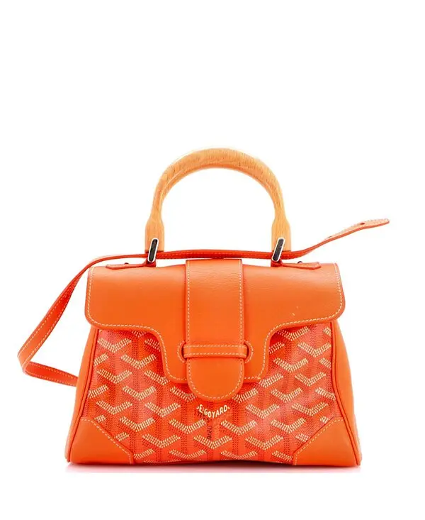 Goyard Saigon Top Handle Bag Coated Canvas With Leather - Orange