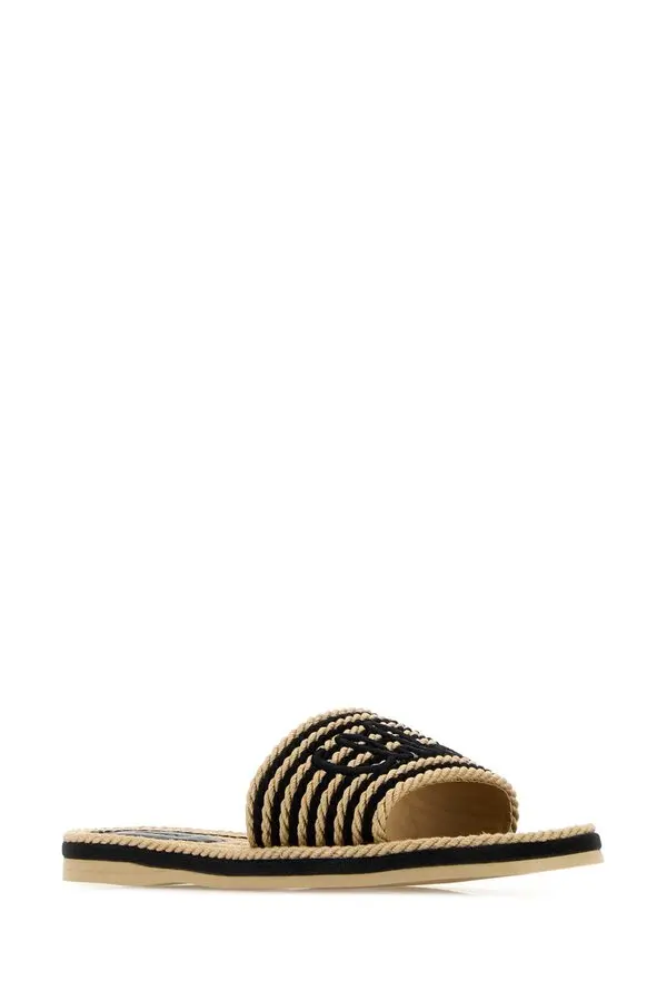 Chloé Embroidered Raffia Ã¨ Sand Slippers - Multicolor