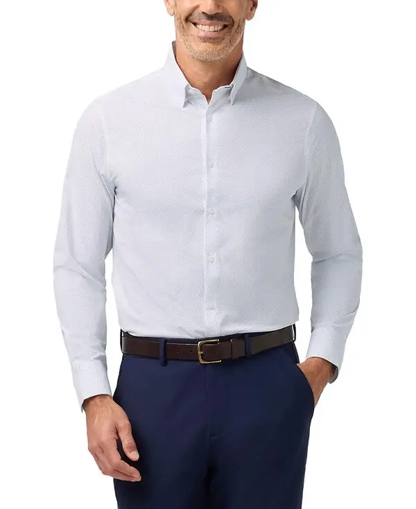 Mizzen+main Leeward Long Sleeve Dress Trim Fit Shirt - Navy Micro Dot