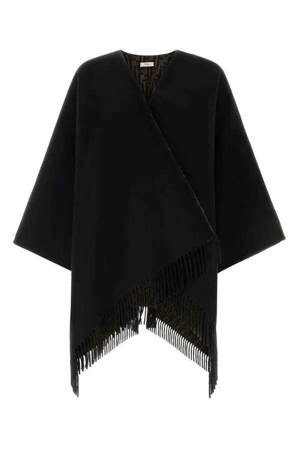 Fendi Cashmere And Wool Reversible Cape - Black