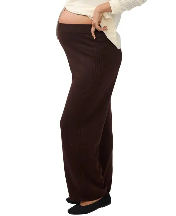 INGRID & ISABEL Wide Leg Sweater Maternity Pant - Coffee Bean