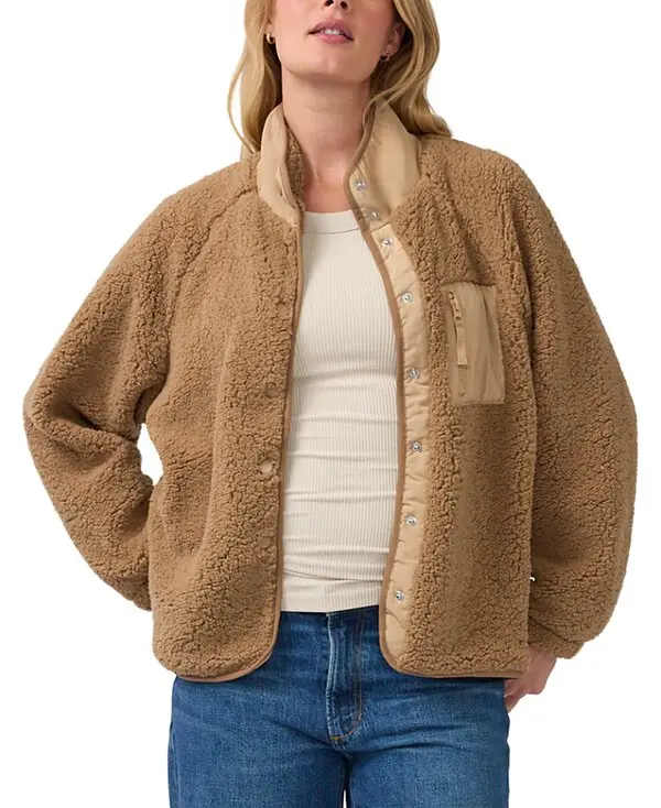 INGRID & ISABEL Relaxed Raglan Sleeve Maternity Sherpa Jacket