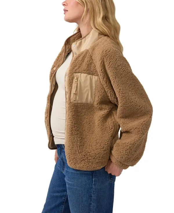 INGRID & ISABEL Relaxed Raglan Sleeve Maternity Sherpa Jacket