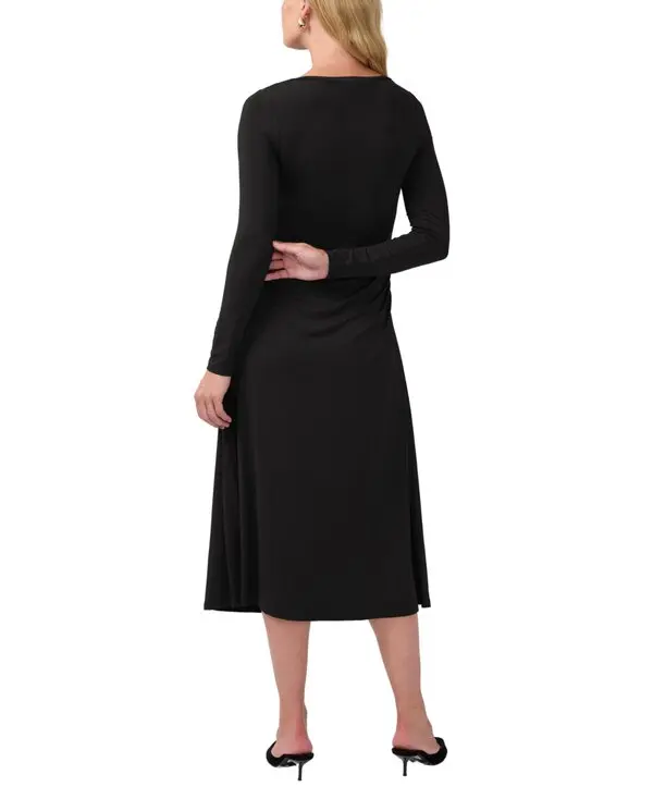 INGRID & ISABEL Ruched Mock Neck Maternity Midi Dress - Black