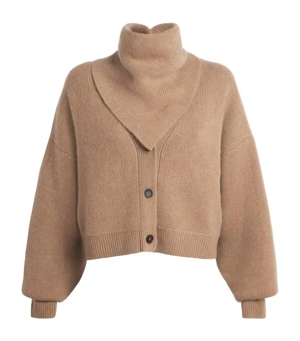 Le Kasha Organic Cashmere Scarf Derios Cardigan - Beige