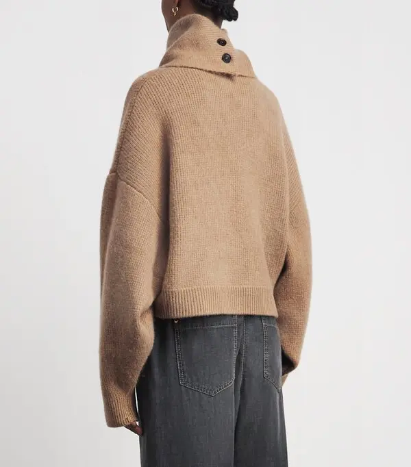 Le Kasha Organic Cashmere Scarf Derios Cardigan - Beige