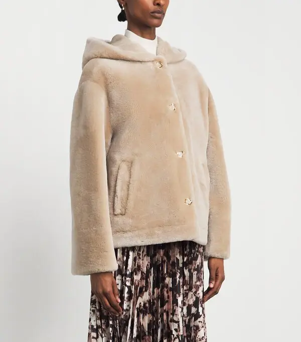 Agnona Shearling Hooded Jacket