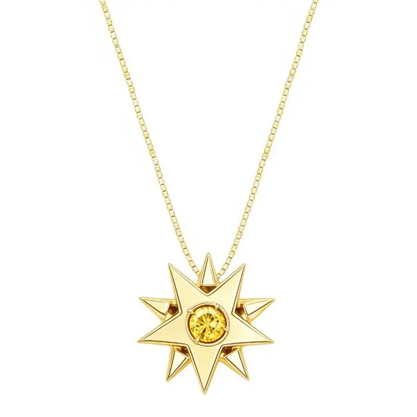 UNALOE Yellow Quartz Star Pendant Necklace Gold Vermeil - Gold/yellow