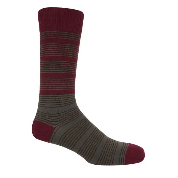PEPER HAROW - MADE IN ENGLAND Twin Stripe Socks Burgundy - Red
