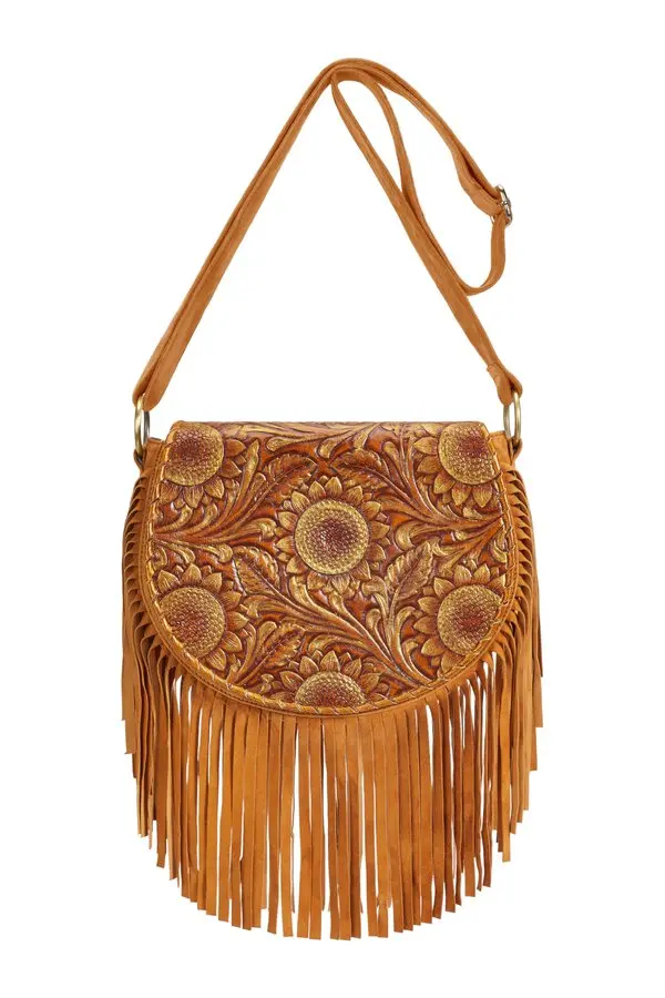 JODI LEE Anahita Sunflower Bag Antique Medium Gold Dark Tan