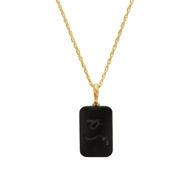 CLAIRE HILL DESIGNS Difficult Gold Onyx Necklace