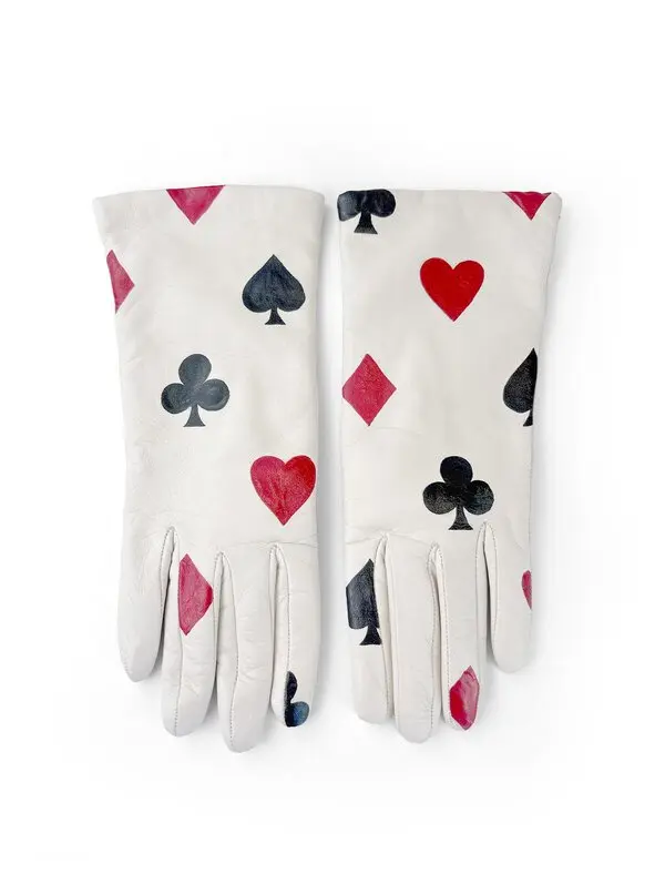 MAISON RUBAIYAT Pauline Hand-painted Nappa Leather Art Gloves – Fate And Fortune - White