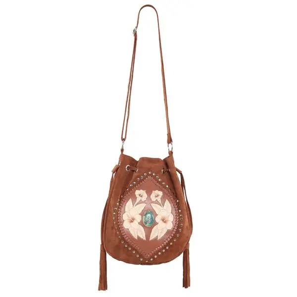 JODI LEE Hula Hibiscus Pouch Bag Tobacco
