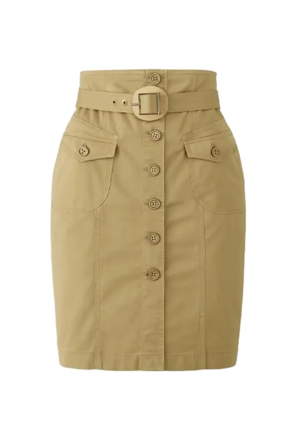 CONQUISTA High-waist Button-front Belted Skirt