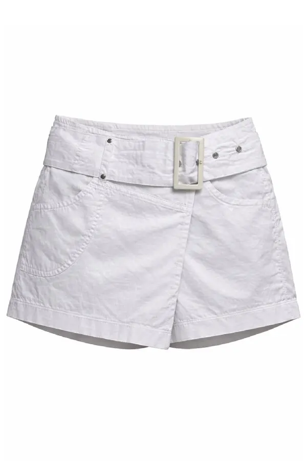 CONQUISTA High-waist Wrap-style Shorts With Belt Detail