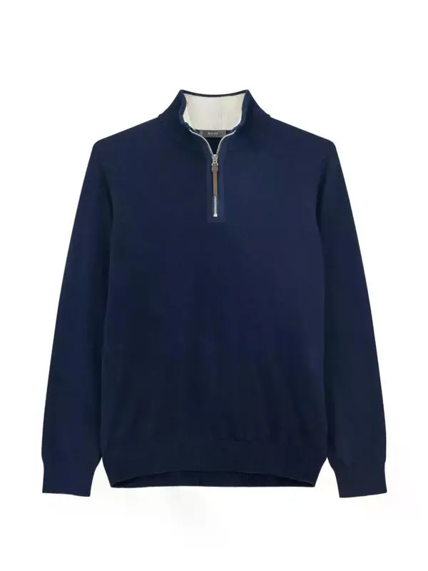 Boggi Milano Quarter-zip Jumper In Cashmere - Blue