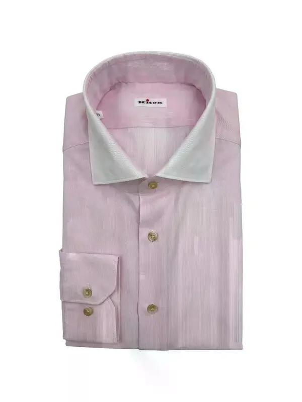 Kiton Striped Contrast-collar Shirt - Pink