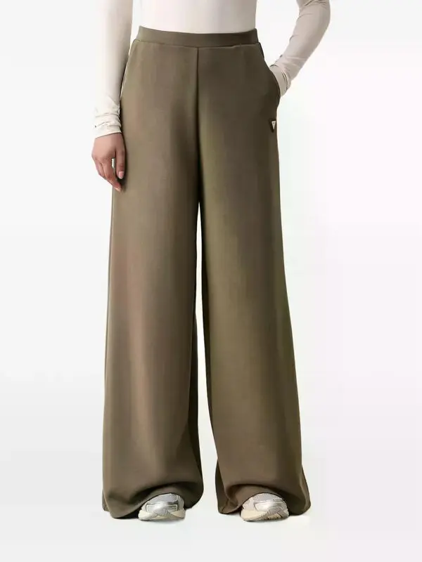 Guess Logo-plaque Wide-leg Track-pants - Green