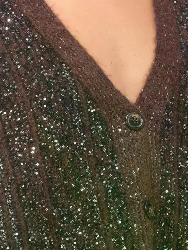 D.exterior Sequin-embellished Cable-knit Cardigan