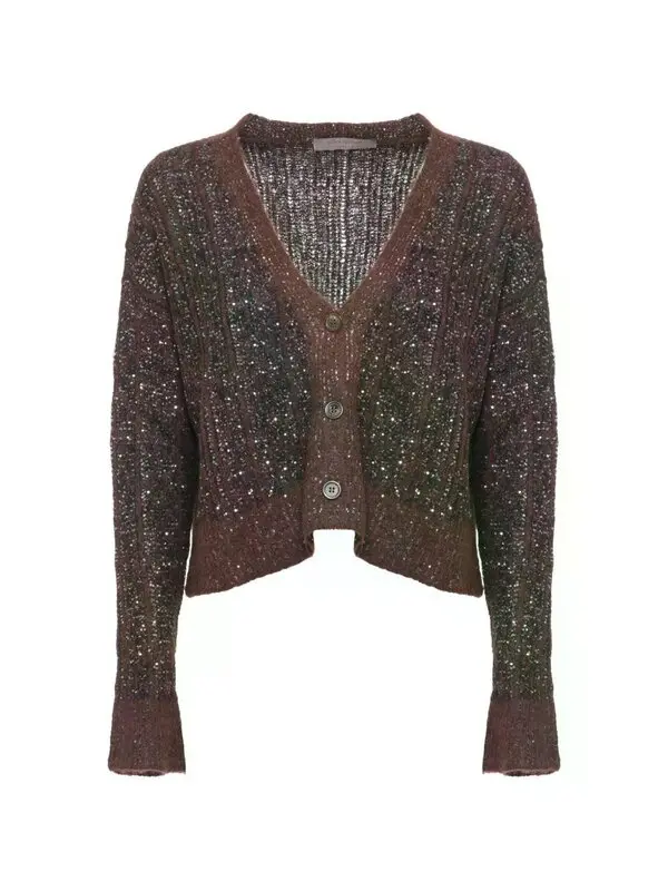 D.exterior Sequin-embellished Cable-knit Cardigan