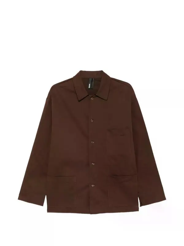 Imperial Button-up Patch-pocket Shirt Jacket - Brown