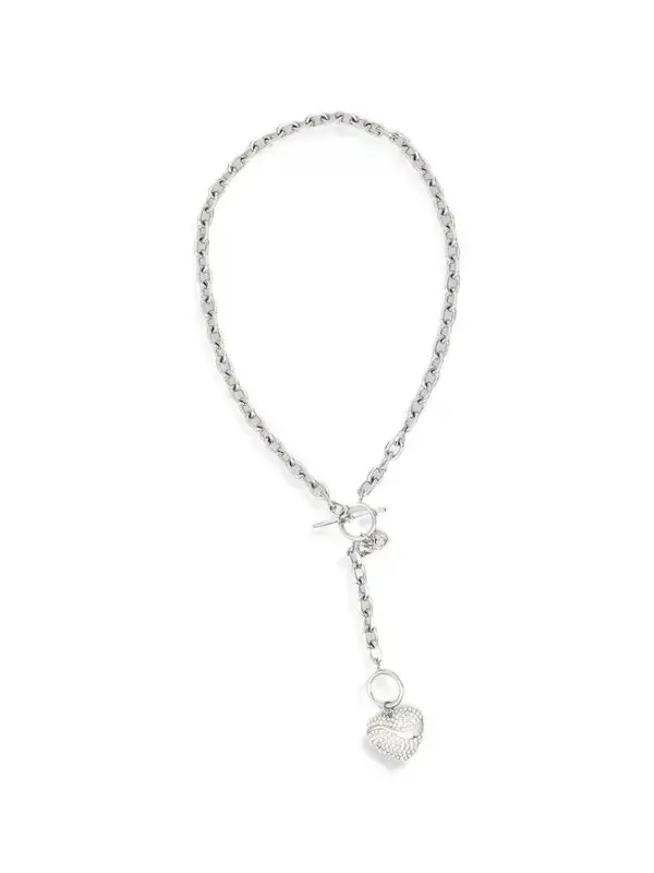 Guess Crystal-embellished Heart-pendant Necklace - Silver