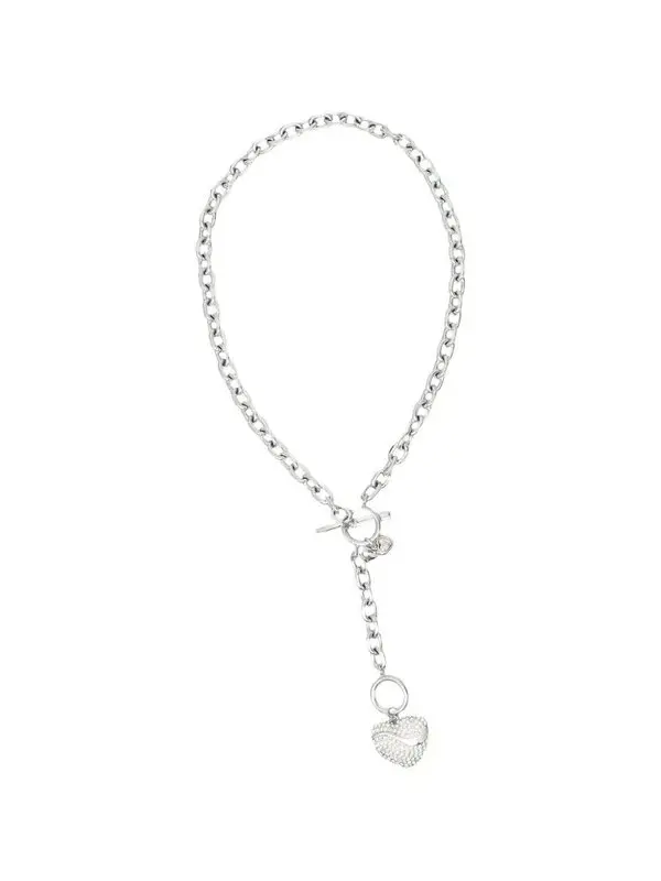 Guess Crystal-embellished Heart-pendant Necklace - Silver
