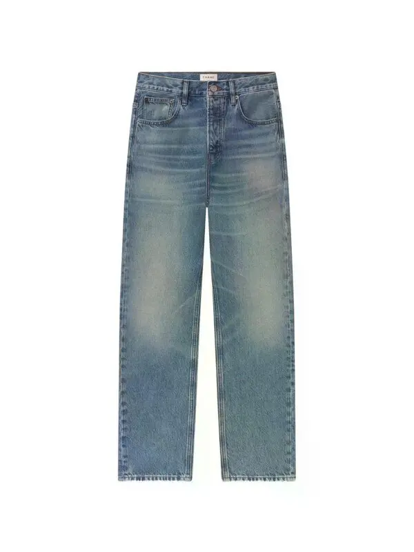 FRAME Faded-effect Whiskered Jeans - Blue