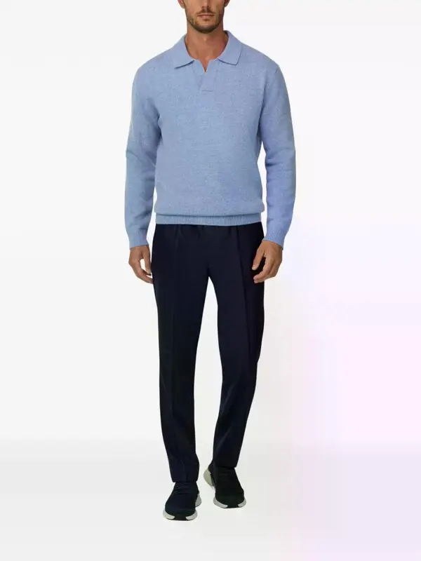 Boggi Milano City Trousers In Mélange Wool Flannel