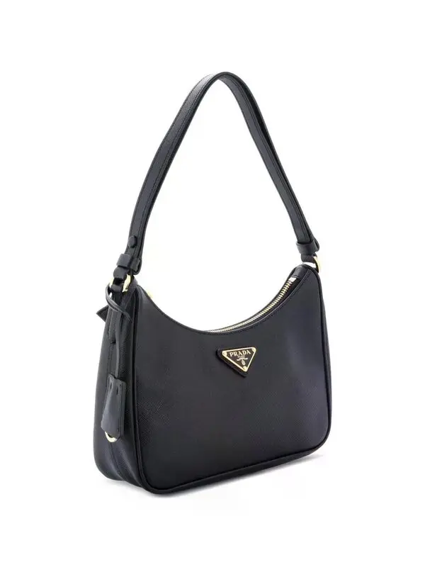Prada Re-edition Hobo Saffiano Leather Mini Shoulder Bag - Black