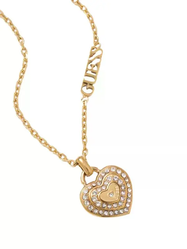 Guess Crystal-embellished Heart-pendant Necklace - Gold