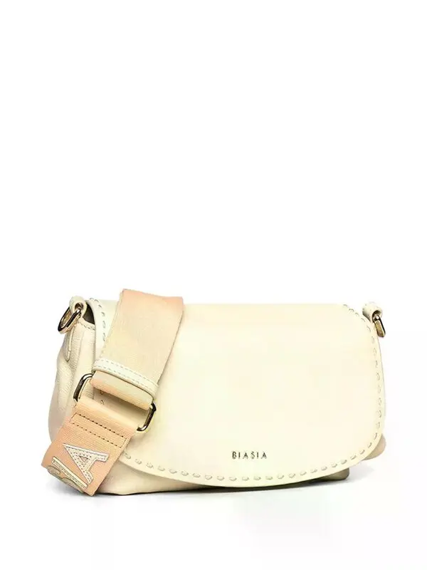 BIASIA Whipstitch-trim Leather Shoulder Bag