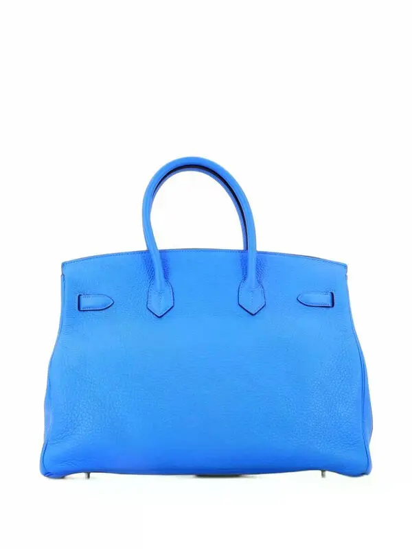 Hermès Birkin Handbag Bleu Hydra Clemence With Gold Hardware 35 Tote Bag