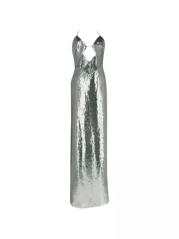 Galvan Kite Sequined Cutout Maxi Dress - Silver