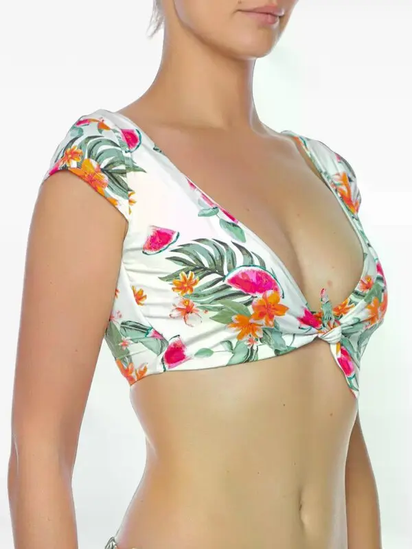 BANANA MOON Mindo Floral-print Knot-detail Bikini Top