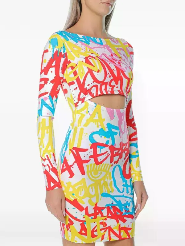 CHIARA FERRAGNI Graffiti-print Cut-out Mini Dress