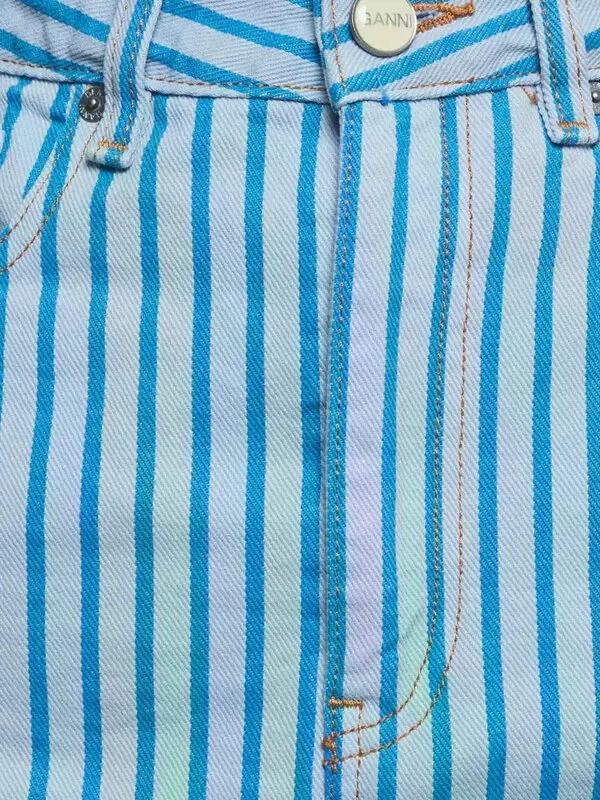 GANNI Stripe-print Denim Midi Skirt