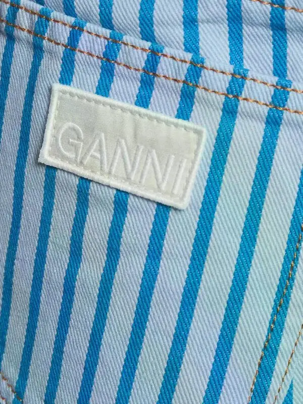 GANNI Stripe-print Denim Midi Skirt