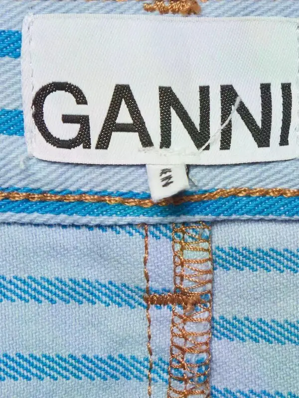 GANNI Stripe-print Denim Midi Skirt