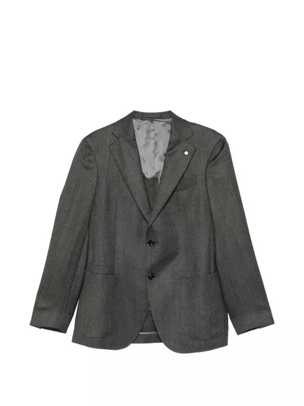LUIGI BIANCHI MANTOVA Herringbone-weave Single-breasted Blazer