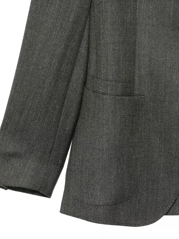 LUIGI BIANCHI MANTOVA Herringbone-weave Single-breasted Blazer