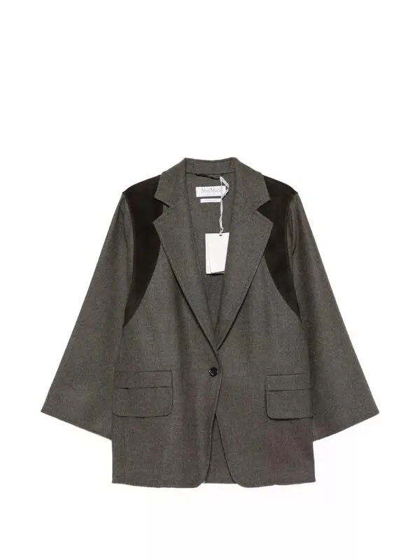 Max Mara Suede-panel Notched-lapel Jacket - Grey
