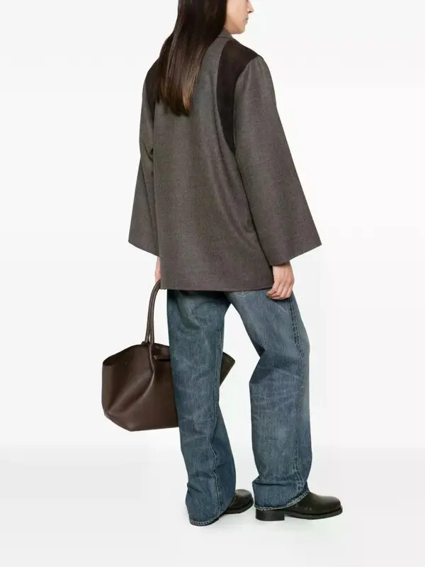 Max Mara Suede-panel Notched-lapel Jacket - Grey