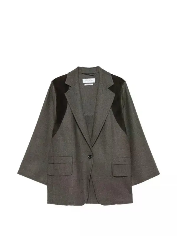 Max Mara Suede-panel Notched-lapel Jacket - Grey