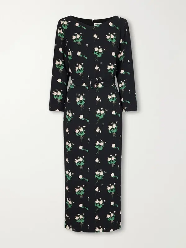 Bernadette Lucky Belted Floral-print Crepe Midi Dress - Multi