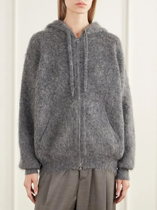 SSSTEIN Brushed Mohair-blend Zip-up Hoodie
