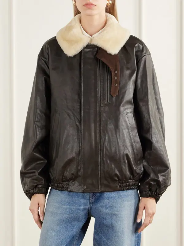 SSSTEIN Shearling And Suede-trimmed Leather Jacket