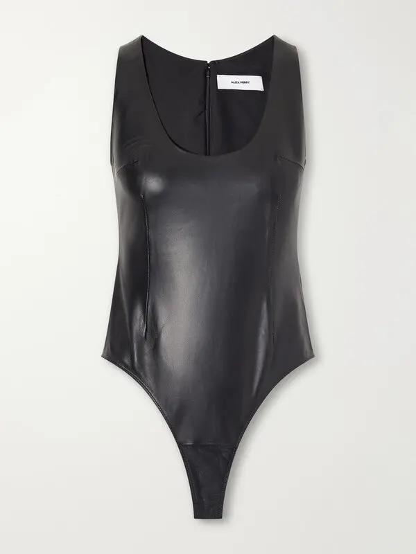 Alex Perry Darted Leather Bodysuit