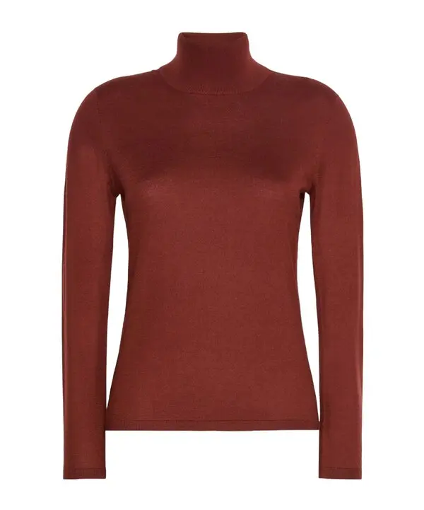 Max Mara Cashmere Yarn Polo-neck Sweater Rust - Rust-red