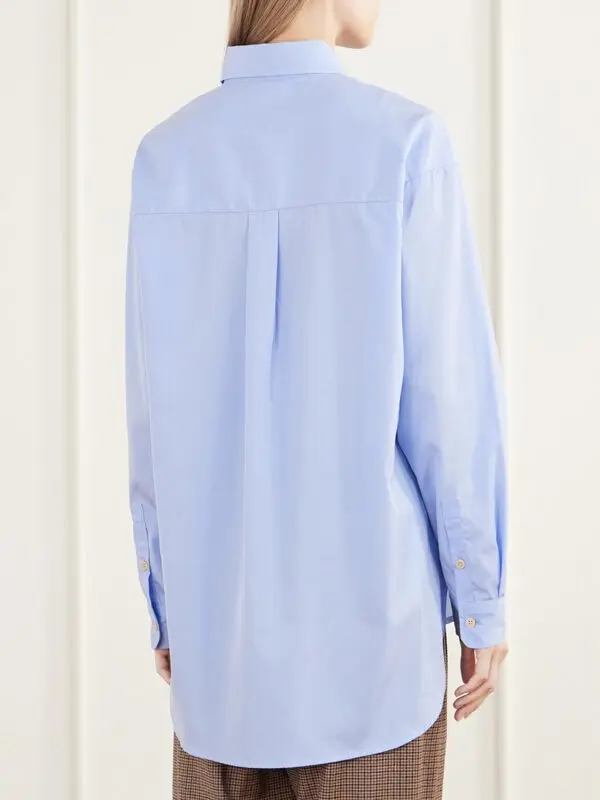 JAMIE HALLER The Essential Drop-tail Cotton-poplin Shirt - Blue